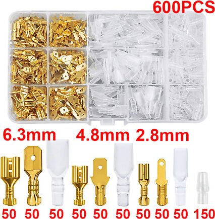 600Pc Flat Style Pin Connector Set with Covers in Plastic Storage Case ...